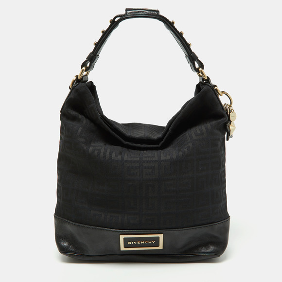 Givenchy | Bags | Givenchy Black Monogram Canvas And Leather Bucket Hobo | Poshmark